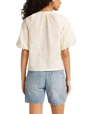 MATTY M Viola Embroidered Bubble Sleeve Top