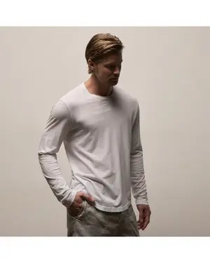 JAMES PERSE Shirttail Hem Crew Tee - White