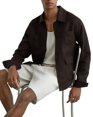 REISS Linen Drawstring Shorts - Stone