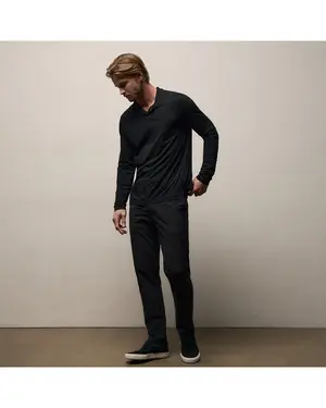 JAMES PERSE Slim Fit Performance Stretch Cotton Blend Golf Trousers - Black