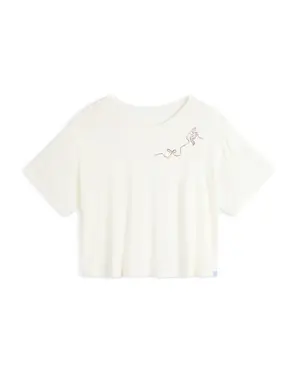 NICK & NORA Dream Wave Moon Brooch Crop Sleep Tee And Pants Set - White