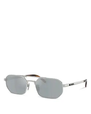 Prada Prada Silver Tone Rectangle Sunglasses 55mm Silver