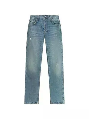 Emporio Armani Distressed Logo Plaque Jeans