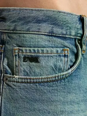 Emporio Armani Distressed Logo Plaque Jeans