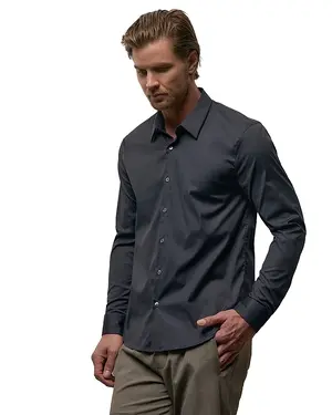 JAMES PERSE Matte Stretch Poplin Dress Shirt - Navy