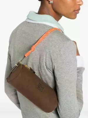 Miu Miu Gabardine Cylindrical Shoulder Bag - Brown