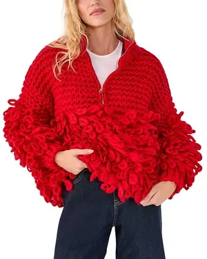 Nasty Gal Chunky Loopy Quarter Zip Sweater