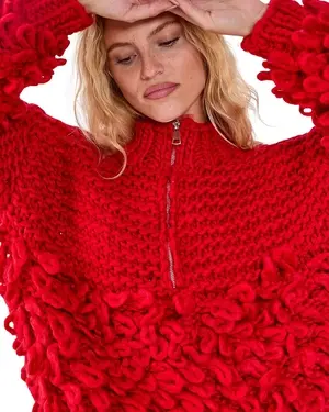 Nasty Gal Chunky Loopy Quarter Zip Sweater