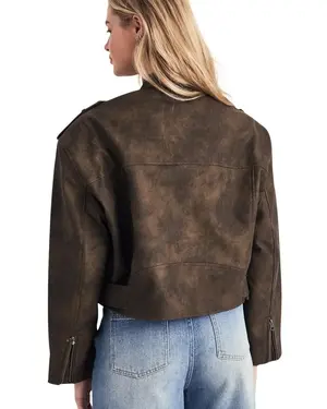 Nasty Gal Cropped Biker Jacket With Belt Detail