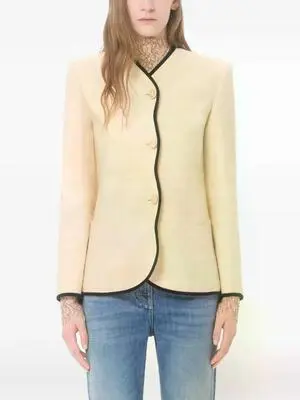 Valentino Garavani Silk Linen Canvas Jacket With Velvet Trim