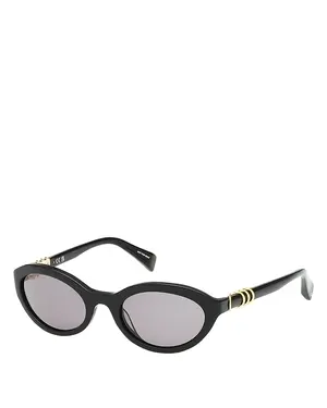 Rag & Bone Oval Sunglasses - Shiny Black/smoke