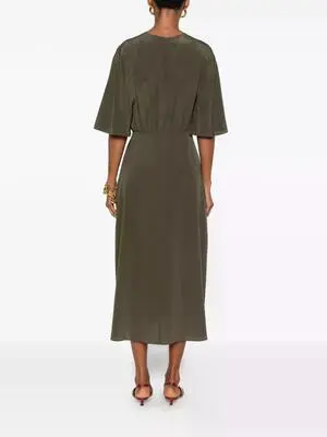JOSEPH Silsila Gathered-waistline Split Dress - Green