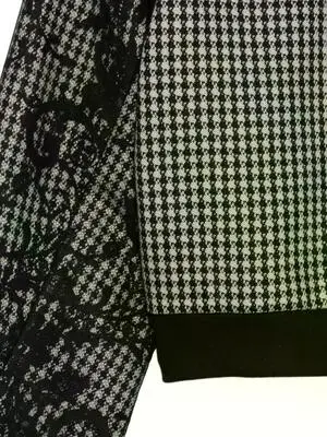 QUETSCHE Houndstooth Lace-overlay Cropped Jacket
