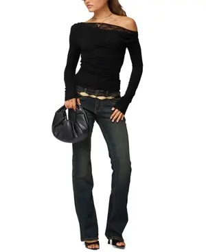 EDIKTED Off-shoulder Lace Trim Top