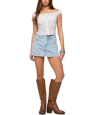 EDIKTED Shanice Denim Mini Skort