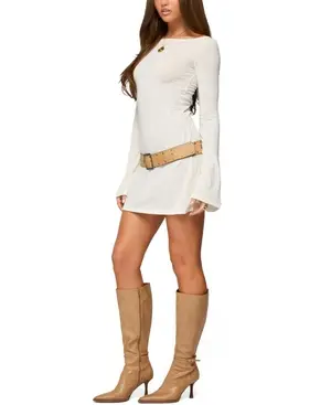 EDIKTED Noria Sheer Mini Dress With Flared Sleeves