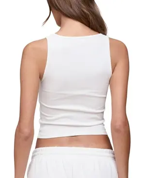 EDIKTED Linda Ribbed Scoop Neck Tank Top - White
