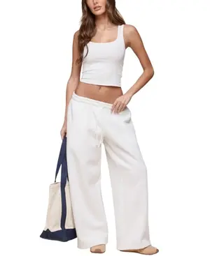 EDIKTED Linda Ribbed Scoop Neck Tank Top - White