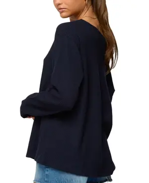 EDIKTED Damari Off Shoulder Oversized Waffle Top
