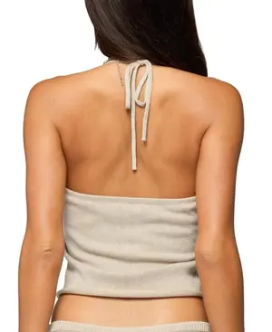 EDIKTED Iridescent Knit Halter Top