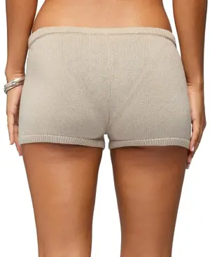 EDIKTED Iridescent Knit Shorts With Button Detailing
