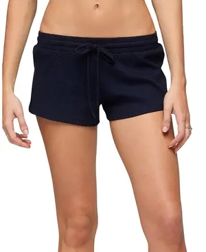 EDIKTED Baila Waffle Shorts - Navy
