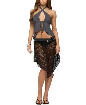 EDIKTED Halter Neck Crisscross Front Tie Top