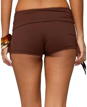 EDIKTED Ruched Bead Foldover Shorts