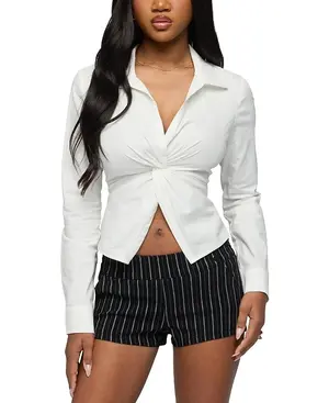 EDIKTED Jovie Twisted Lace Up Tailored Shirt