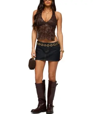 EDIKTED Butterfly Sequin Halter Top