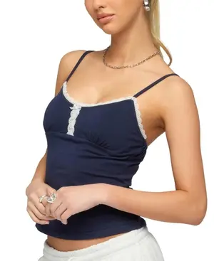 EDIKTED Olezka Contrast Lacey Tank Top