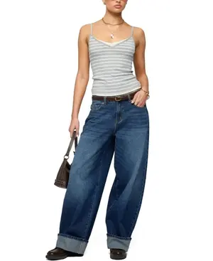 EDIKTED Layered Contrast Striped Tank Top