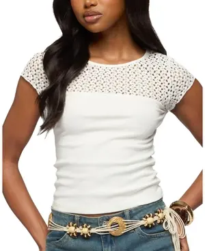 EDIKTED Camile Lacey Ribbed Top