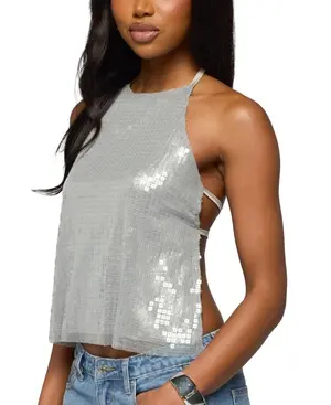 EDIKTED Itara Sequin Halter Top