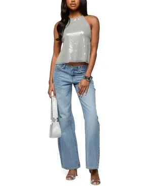 EDIKTED Itara Sequin Halter Top
