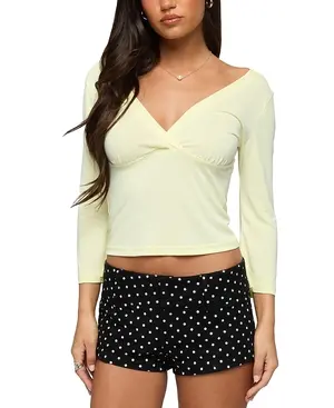 EDIKTED Mar V-neck Quarter Sleeve Top