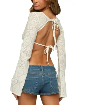 EDIKTED Flaura Sheer Lace Top