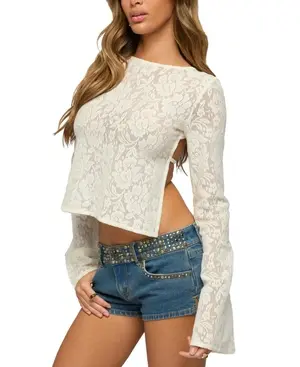 EDIKTED Flaura Sheer Lace Top