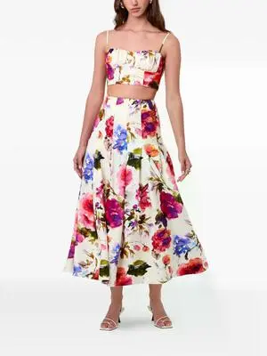 NICHOLAS Floral-print Pleated Midi Skirt