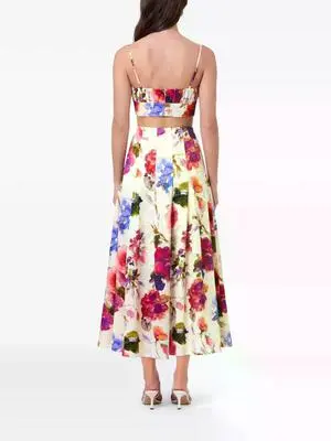 NICHOLAS Floral-print Pleated Midi Skirt