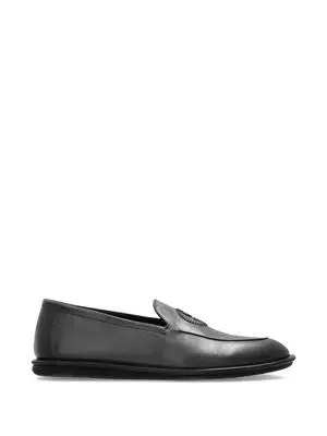 Giorgio Armani Logo-embroidered Leather Loafers