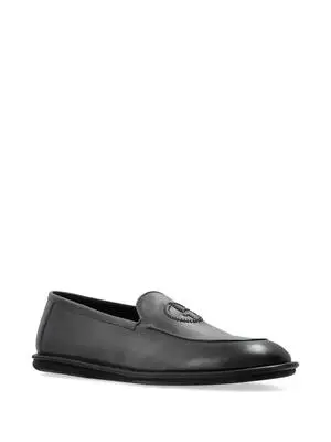 Giorgio Armani Logo-embroidered Leather Loafers
