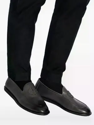 Giorgio Armani Logo-embroidered Leather Loafers
