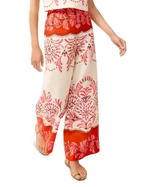 MARIE OLIVER Bennett Printed Linen-cotton Blend Wide Leg Pants