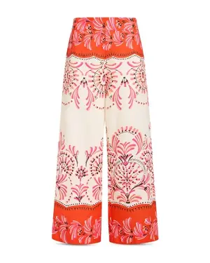 MARIE OLIVER Bennett Printed Linen-cotton Blend Wide Leg Pants