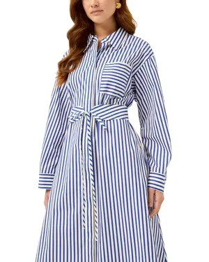 MARIE OLIVER Quindra Striped Maxi Shirt Dress