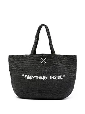 Off-White Jitney Woven Design Tote Bag - Black