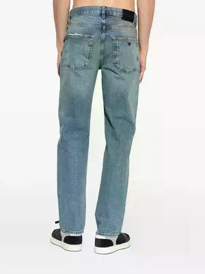 Emporio Armani Distressed Logo Plaque Jeans