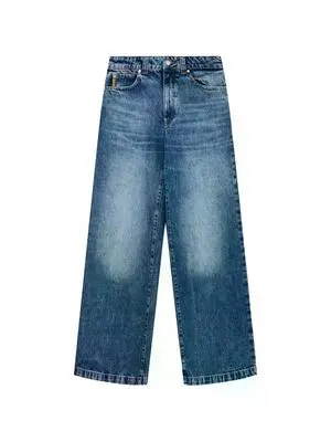 Emporio Armani J4j Logo-patch Wide-leg Jeans - Blue