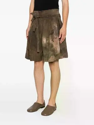 ZIGGY CHEN Belted Abstract-print Shorts